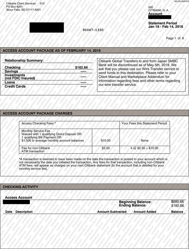 CITI BANK-2 - Bank Statements Modify